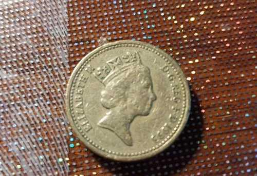 Монета one pound, 1993 год