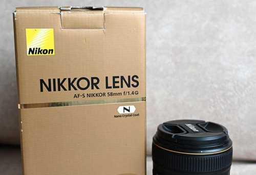 Продам объектив Nikon 58mm 1.4 G