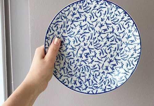 Тарелка керамическая, бело-синий рисунок