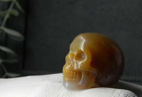 Маленький череп из коричневого агата. Резьба