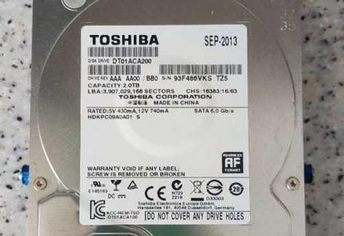 Жесткий диск SATA HDD 3.5 2TB toshiba