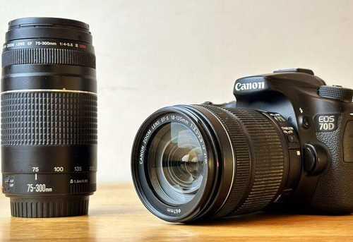 Фотоаппарат Canon EOS 70D + 2 объектива