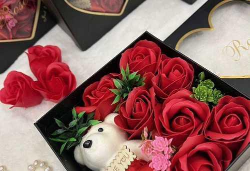 Валентинка на 14 февраля, набор мыльных роз