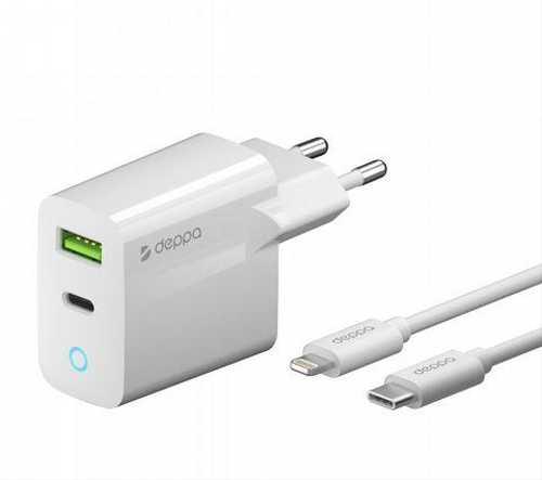 Сетевое зарядное устройство Deppa USB-C 20W + кабе