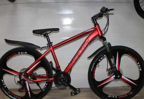 Велосипед с литыми дисками красный новый