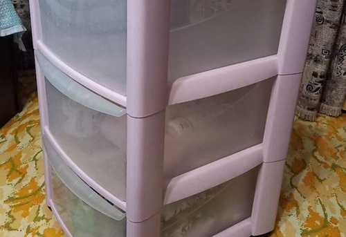 Комод пластиковый с ящиками розовый