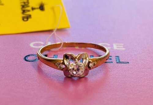 Золотое кольцо цветок с фианитами (бм)