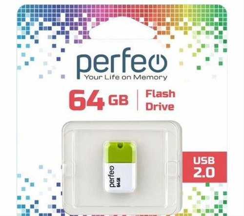 Флешка 64Gb USB 2.0 Perfeo M04 зеленый, серия Мини