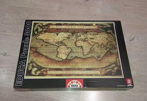 Пазл Educa - Старинная карта мира, 3000 деталей
