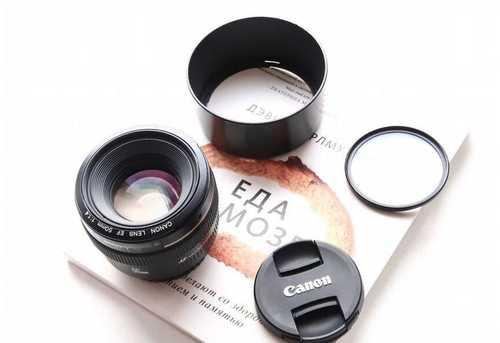 Объектив Canon EF 50 mm f1.4 +фильтр/нов.бленда