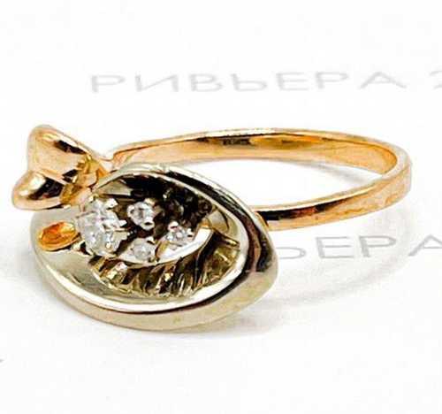 Золотое кольцо с бриллиантами 585 проба вес 3,42