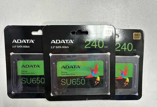 Новый SSD adata SU650 240 gb 520 мб/с / 450 мб/с