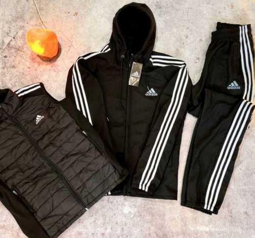 Спортивные костюмы Adidas тройка на флисе