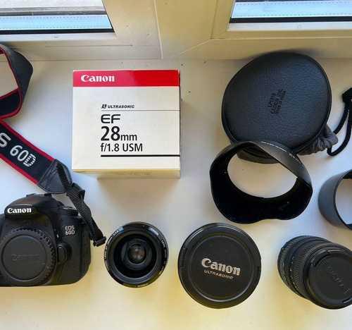 Canon 60D с 3мя объективами, комплектом