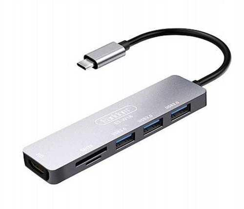 USB Type-C хаб 6в1 W18 USB 3.0 + SD TF Card + hdmi