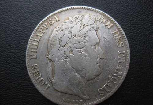 Франция 5 франков 1834 года Луи Филипп серебро
