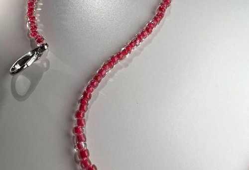 Чокер ожерелье из бисера светло-бордового цвета