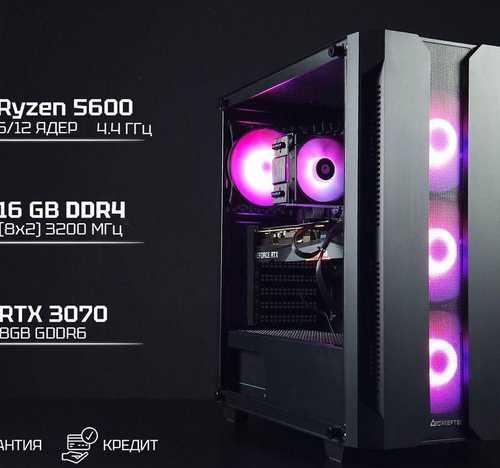 Игровой пк Ryzen 5600, RTX 3070, DDR4 16GB, NVMe