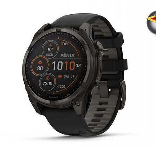 Часы Garmin Fenix 8 47mm Solar Sapphire Titanium Carbon Gray 010-02906-11