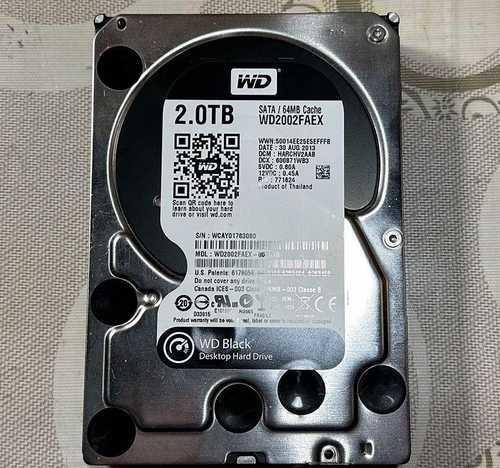 HDD WD black 2 TB SATA / 64mb cache WD2002faex