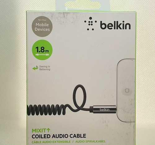 Аудио кабель-пружина Belkin 3,5mm jack Black