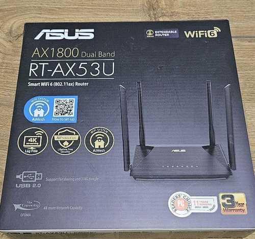 Wi-Fi роутер asus RT-AX53U, AX1800