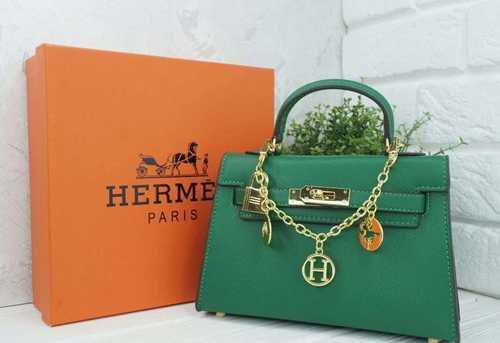 Сумка новая Hermes Kelly mini зеленая люкс