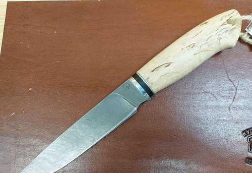 Нож"Лиса", Дамаск, карельская берёза