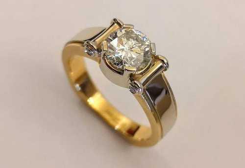Новое золотое кольцо с бриллиантом 1,5 ct