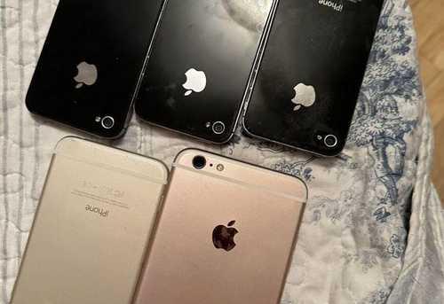 Пять телефонов iPhone 4s, 6s, 6s plus