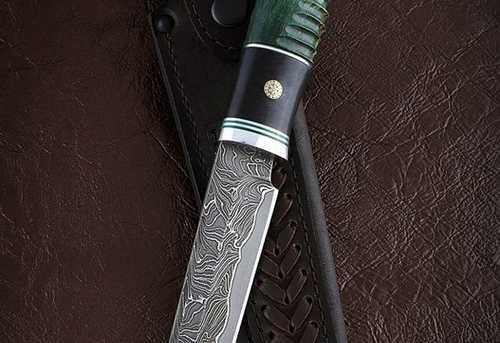 Нож Ирбис дамаск ламинированный черный граб