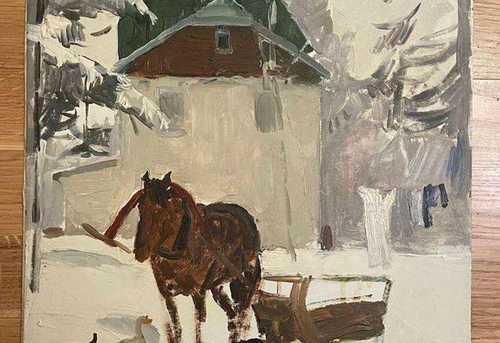 Картина "лошадь и домашние птицы" Т.Г.Гапоненко