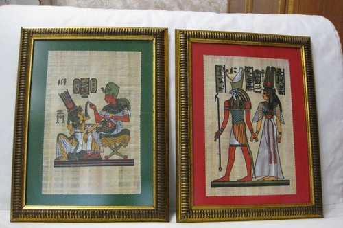 Картины из Египта на папирусе в багетной раме