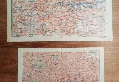Антикварная карта Лондон и окрестности, 1901 г
