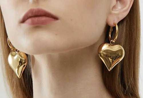 Серьги бижутерия сердечки