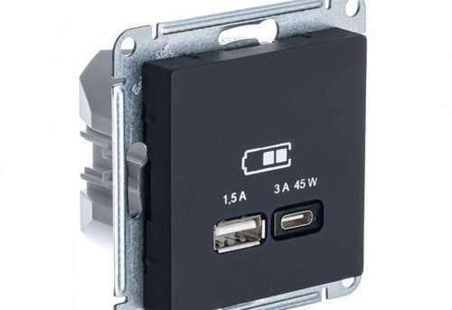 SE AtlasDesign Карбон USB Розетка A + тип-C 45W в