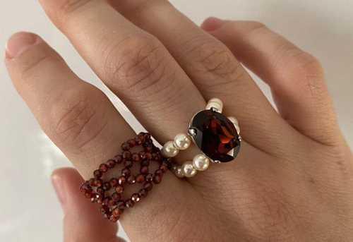 Кольцо с кристаллом Swarovski и плетеное кольцо