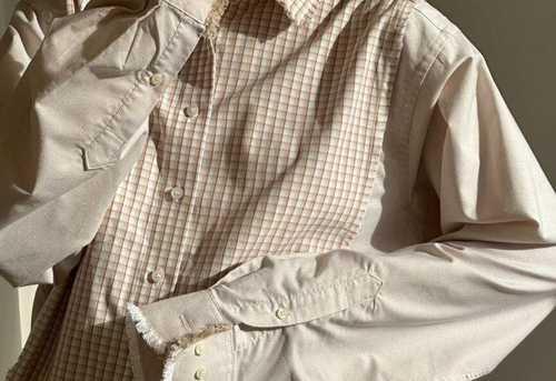 Рубашка из рубашек с рваным краем (апсайкл) #4