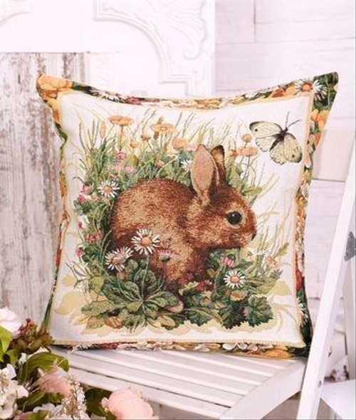 Подушка гобелен 50 декоративная кролик зайчик