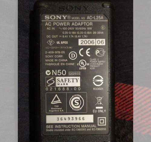 Адаптер питания sony ac-l25a