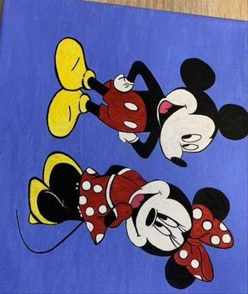 Картина Micky и Mini mouse акрилом