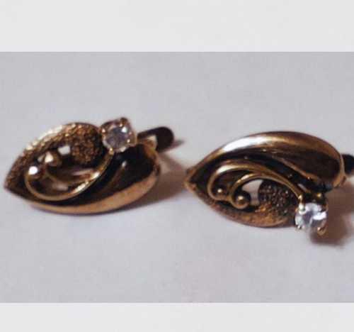 Серьги серебро с позолотой. 90-х годов