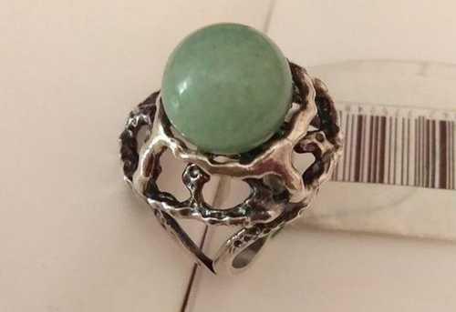 Кольцо женское с натуральным камнем /Зеленый кварц