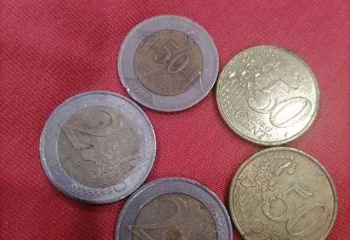 Монеты 2 евро, 50 центов 50kurus 2009год