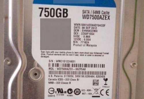 Жесткий диск 750 gb wd blue SATA