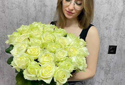 Большие белые розы 70-80 см. Цветы с доставкой