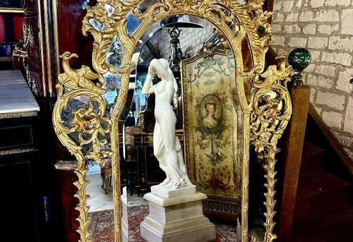Большое антикварное настенное зеркало 19 век