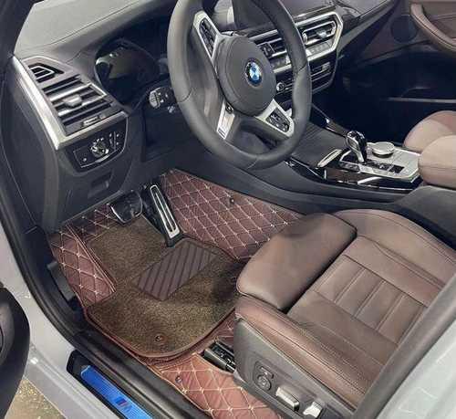 Коврики 3D в салон BMW X3 2017-2023, экокожа