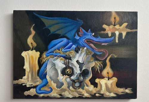 Картина масло на холсте Дракон
