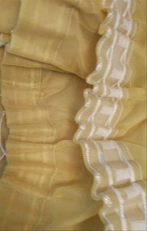 Тюль вуаль б/у желто-горчичного цвета